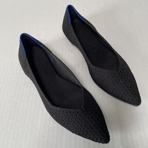 Rothy's | Shoes | Rothys Black Knit Honeycomb The Point Ballet Flats ...